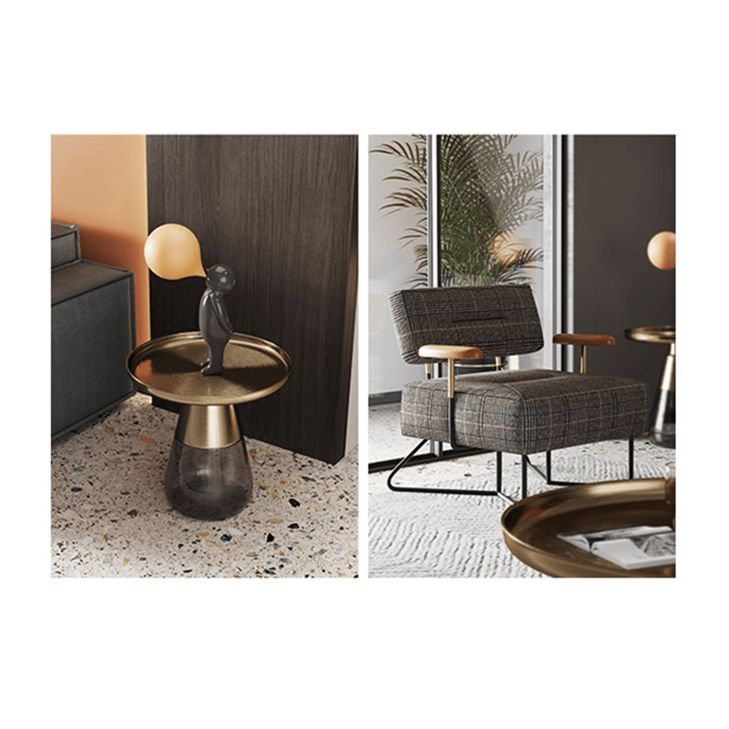 Round Bell Glass Coffee Table- Small/Gray / Electroplating Iron ...