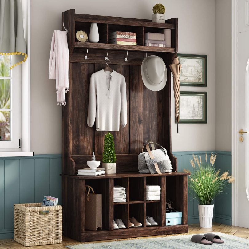 Folding Bamboo Corner Coat Stand- CharmyDecor