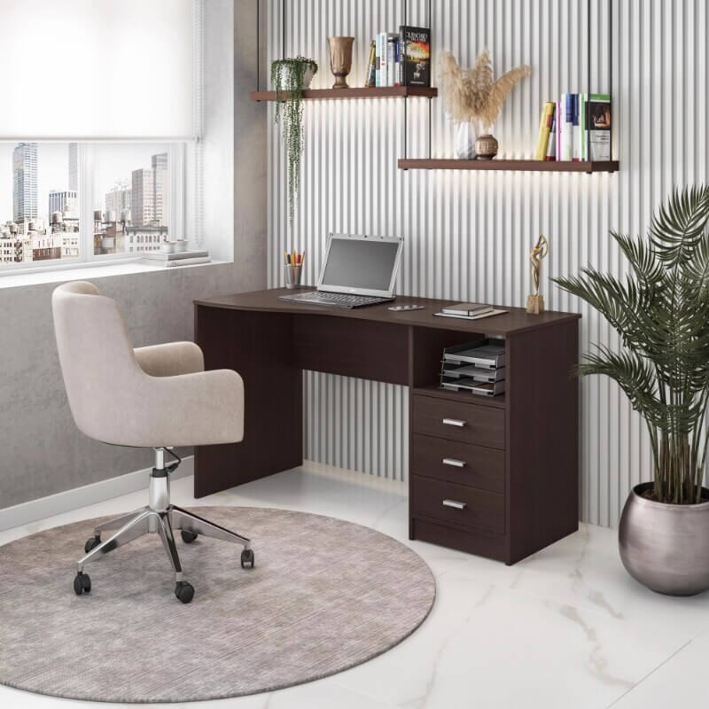 Long Rectangular Office Desk with Drawers – CharmyDecor