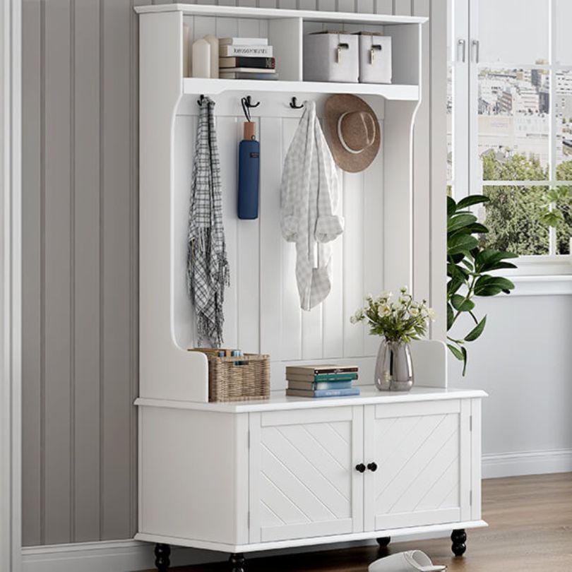 4-in-1 Entryway Hall Tree with Side Storage Shelves - CharmyDecor