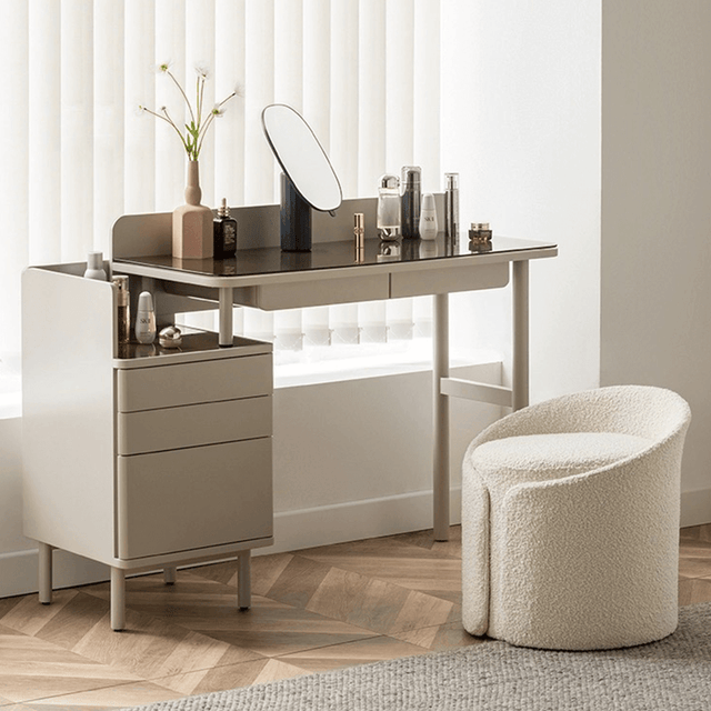 Elegant Arch Boucle Waterfall Style Vanity Stool – CharmyDecor