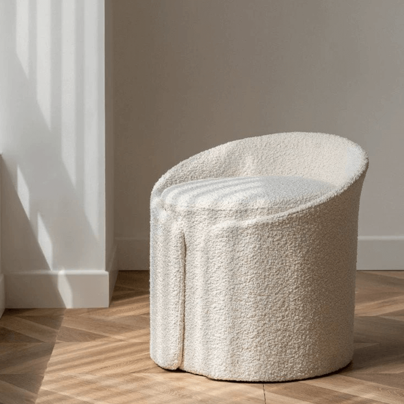 Elegant Arch Boucle Waterfall Style Vanity Stool – CharmyDecor
