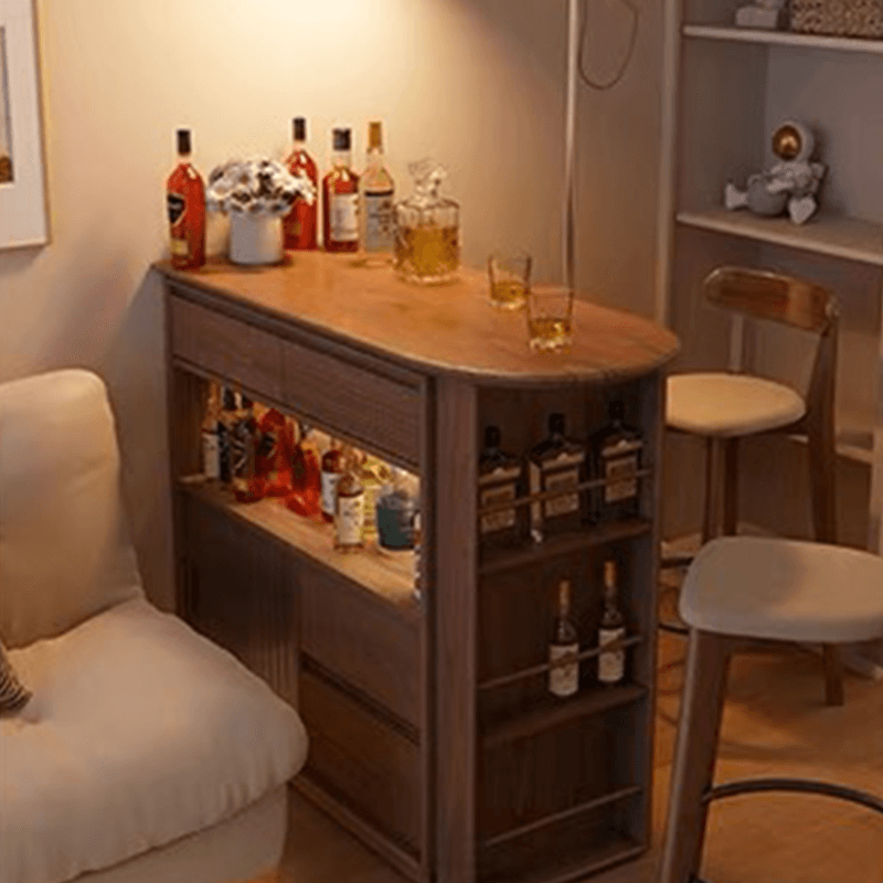 Retractable Wooden Bar Table with Storage & Drawers – CharmyDecor