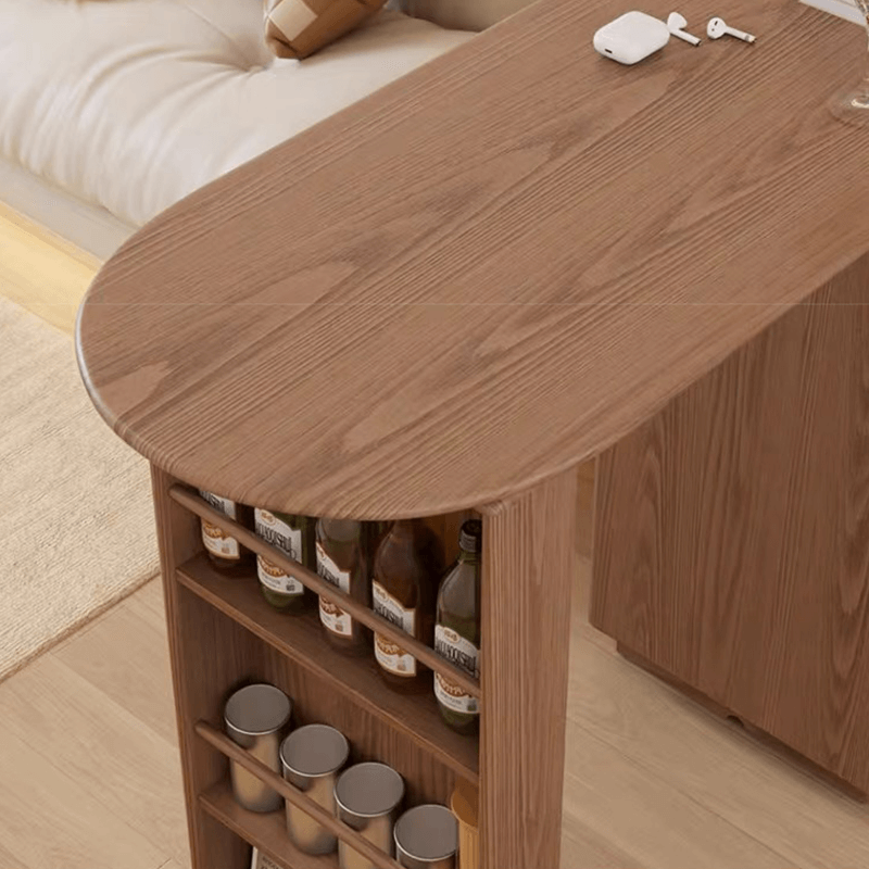 Retractable Wooden Bar Table with Storage & Drawers – CharmyDecor