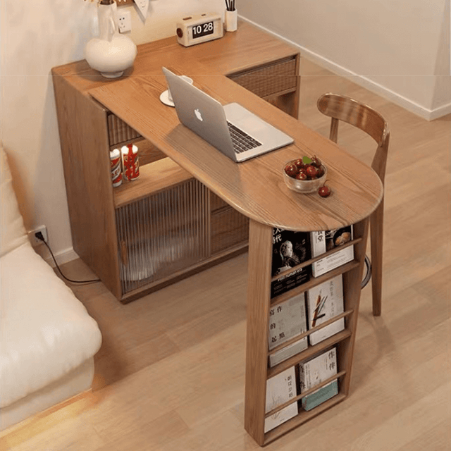 Retractable Wooden Bar Table with Storage & Drawers – CharmyDecor