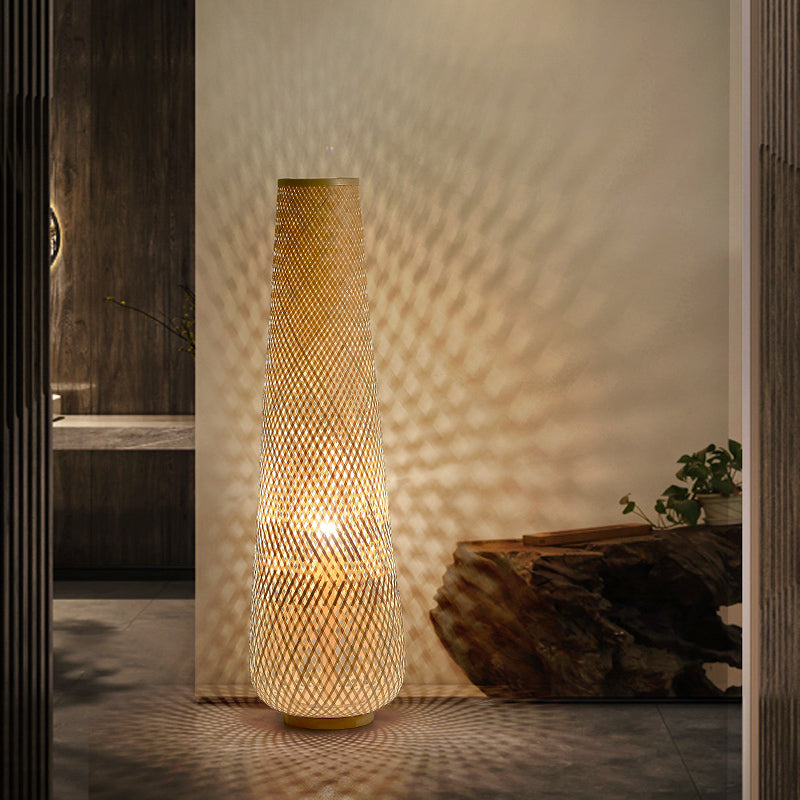 Stylish Bamboo Weave LED Floor Lamp for Modern Lofts – CharmyDecor