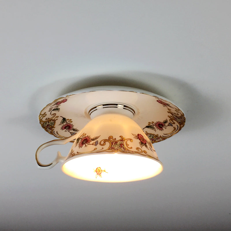 Modern Ceramic Tea Cup & Saucer Flush Ceiling Light – CharmyDecor