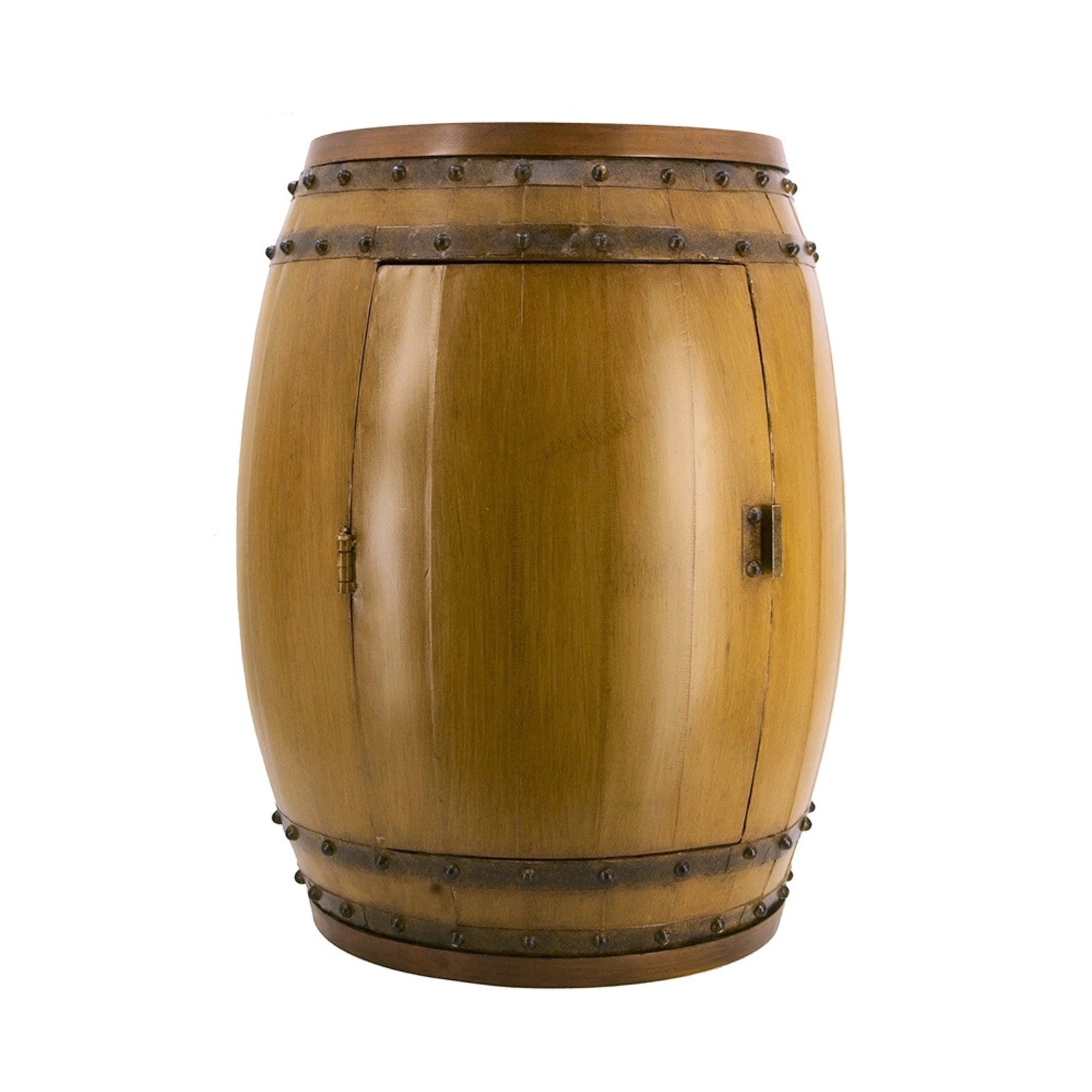 Rustic Wine Barrel Side Table with Hidden Wine Rack – 20.5" x 20.5" x ...