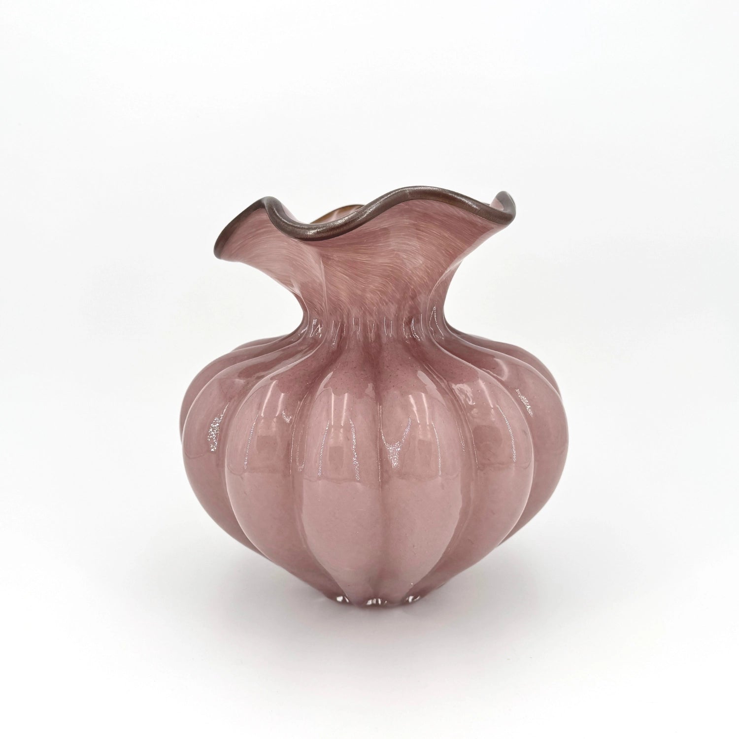 Pink Fluted Glass Vase – Vintage-Inspired Decorative Flower Vase 9 Inc ...