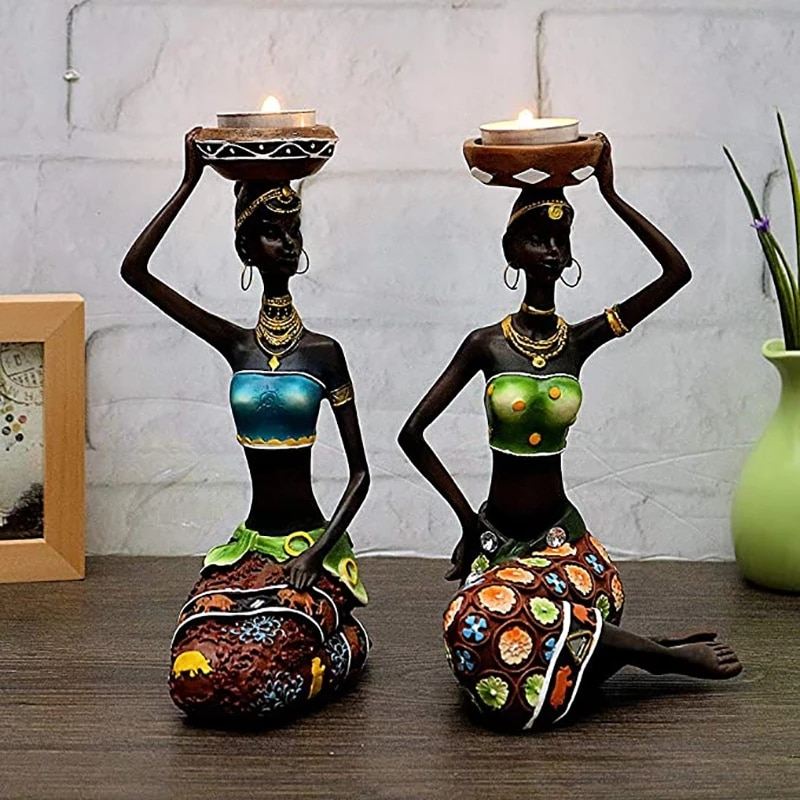 African Figurine Candle Holders for Elegant Table Decor – CharmyDecor