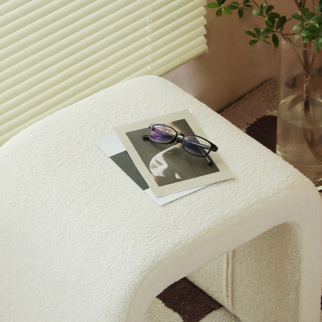 Arch Boucle Waterfall Design Vanity Stool - CharmyDecor