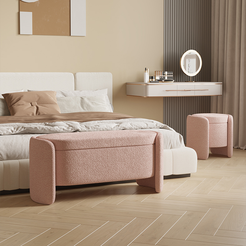 Nordic Luxury Boucle Storage Bench - Elegant Design – CharmyDecor