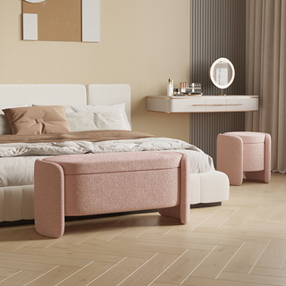 Nordic Style Luxury Boucle Storage Bench - CharmyDecor- CharmyDecor