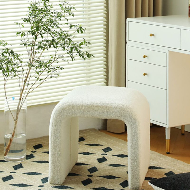 Elegant Arch Boucle Waterfall Style Vanity Stool – CharmyDecor