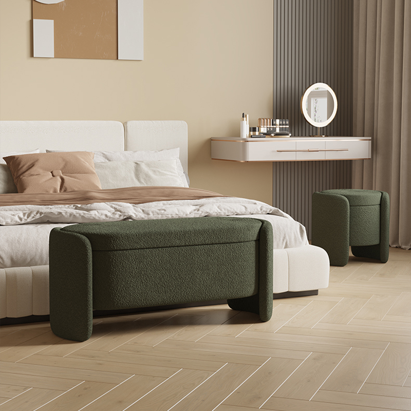 Nordic Luxury Boucle Storage Bench - Elegant Design – CharmyDecor