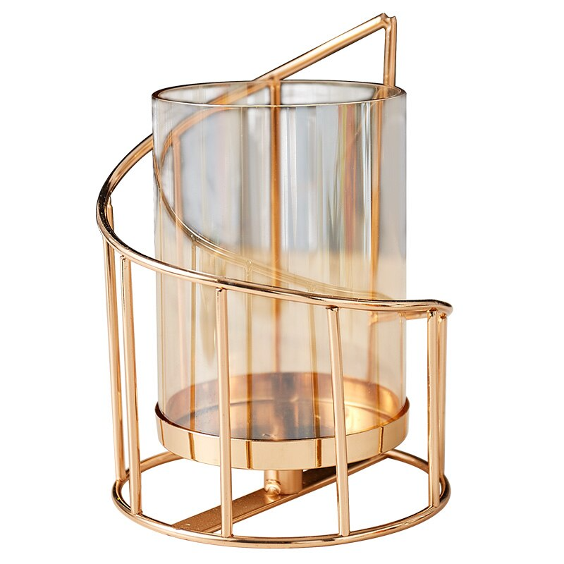 Elegant Gold Metal & Glass Candle Holder for Home Decor – CharmyDecor