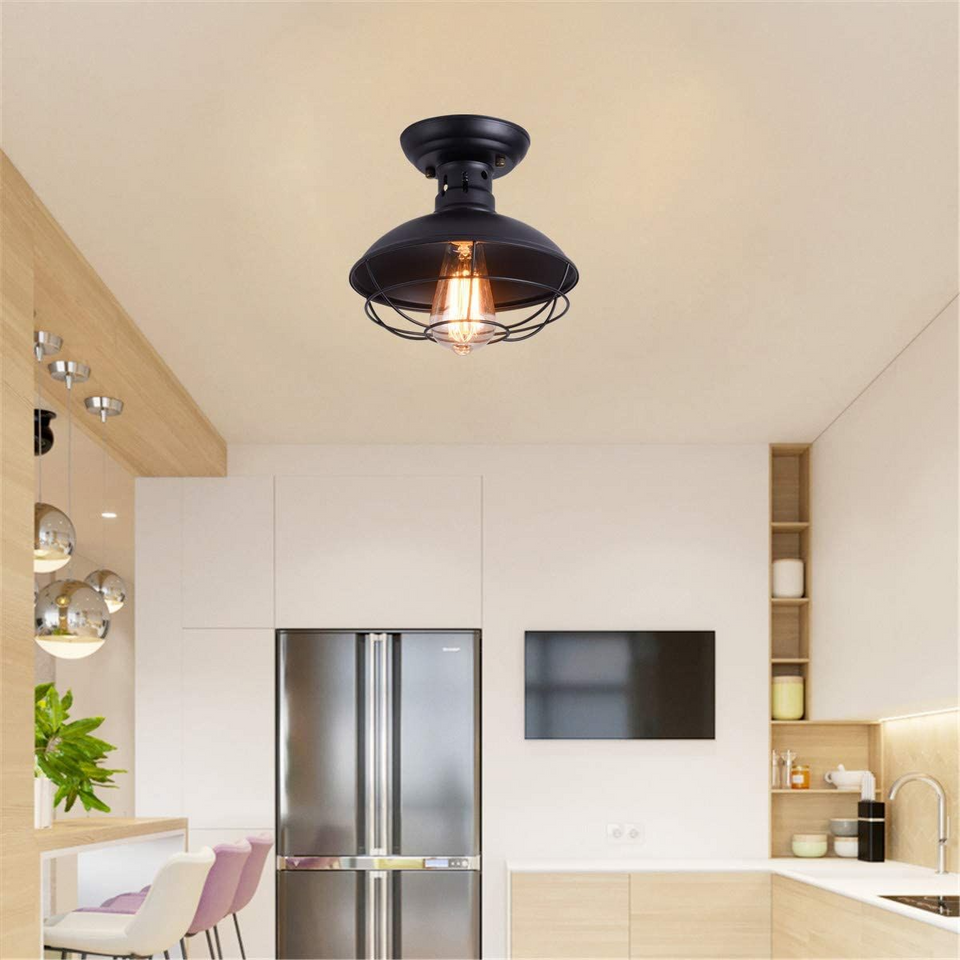 Vintage-Style Rustic Metal Cage Ceiling Light Fixture – CharmyDecor