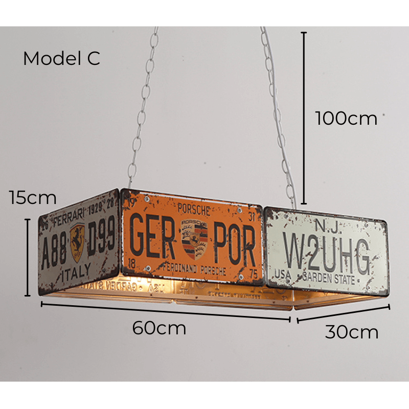 Industrial 3-Light License Plate Pendant Lighting Fixture – CharmyDecor