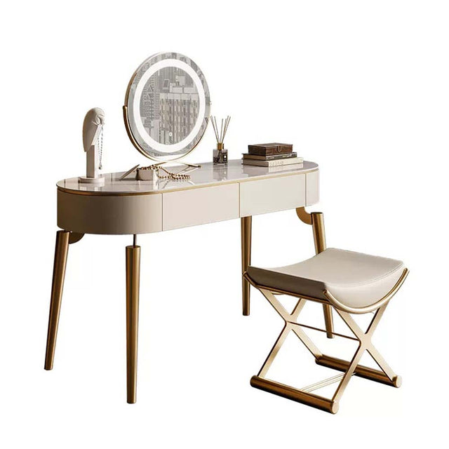 Modern Cream Makeup Vanity Table Set - CharmyDecor