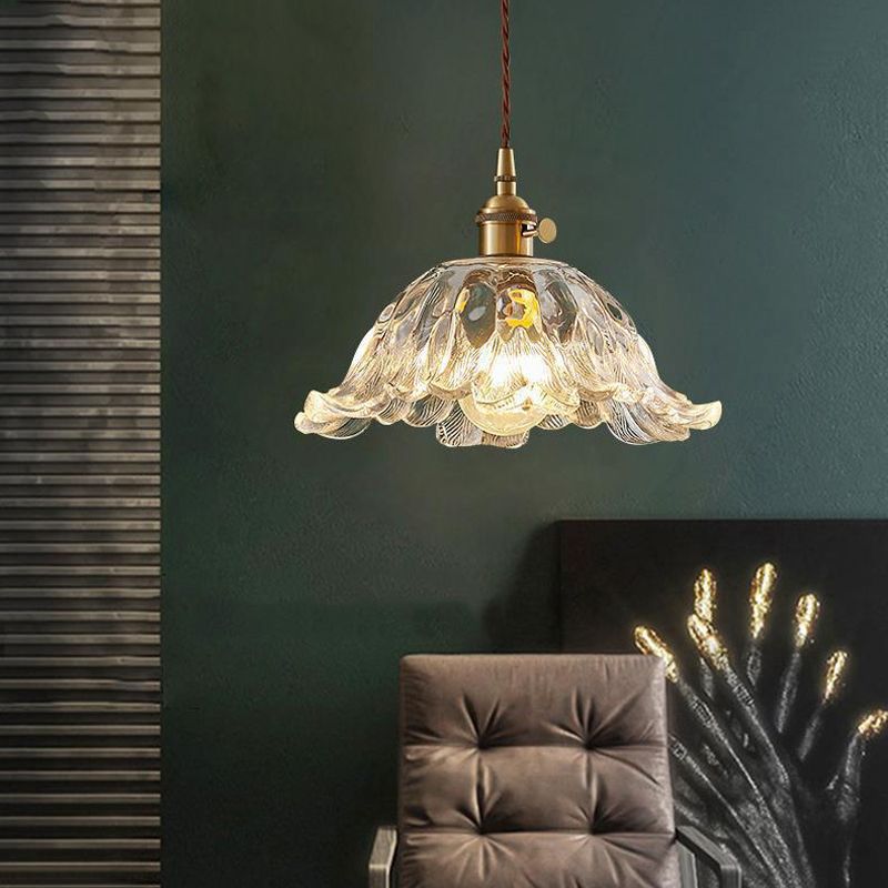 Gold Industrial Flower Glass Pendant Light Fixture – CharmyDecor