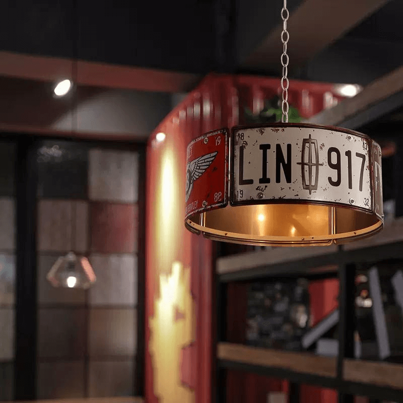 Industrial 3-Light License Plate Pendant Lighting Fixture – CharmyDecor