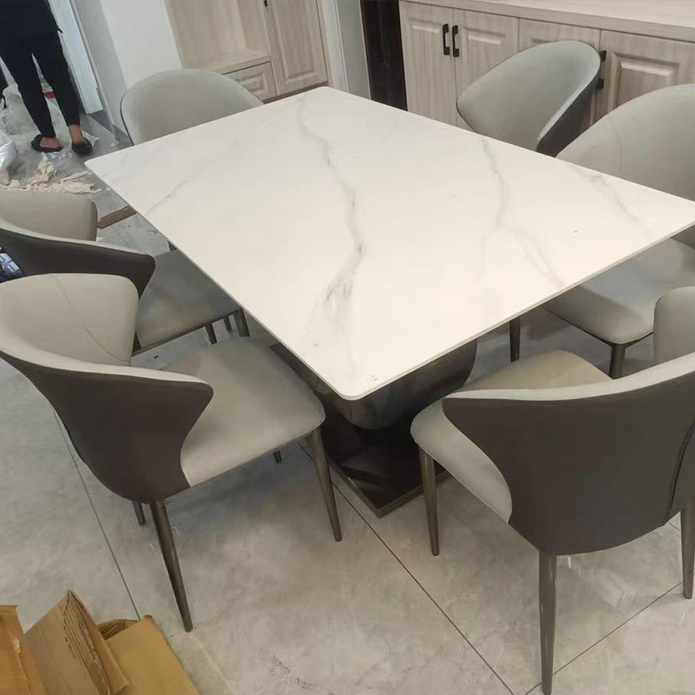 Modern Minimalist White Marble Dining Table - CharmyDecor