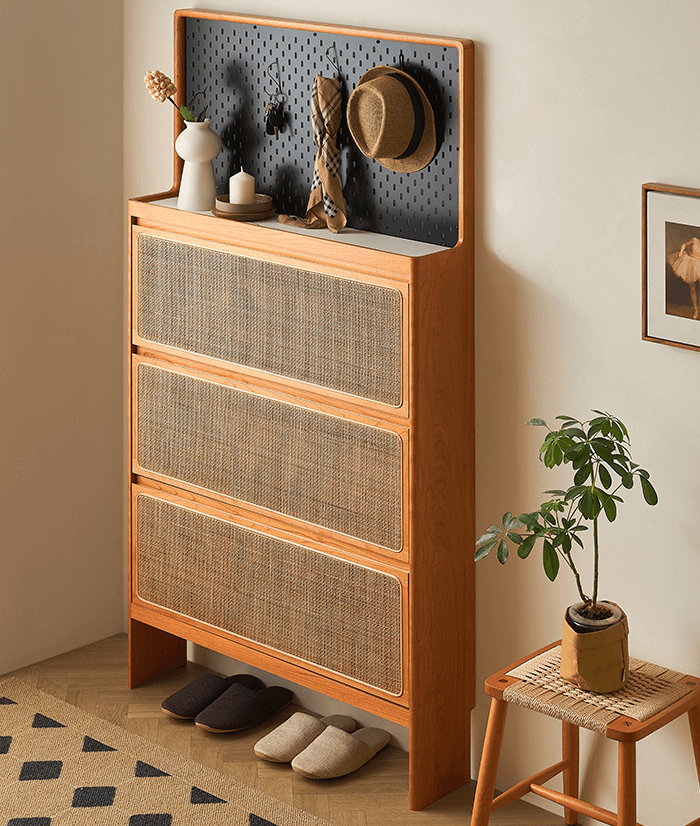 Sleek Rattan Flip Rack Shoe Cabinet for Stylish Storage – CharmyDecor