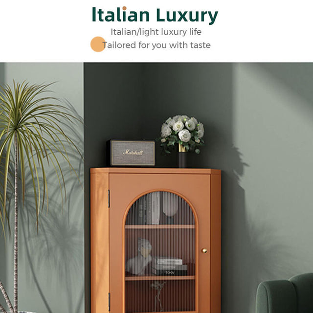 Triangle Storage Cabinet with Fluted Glass Door