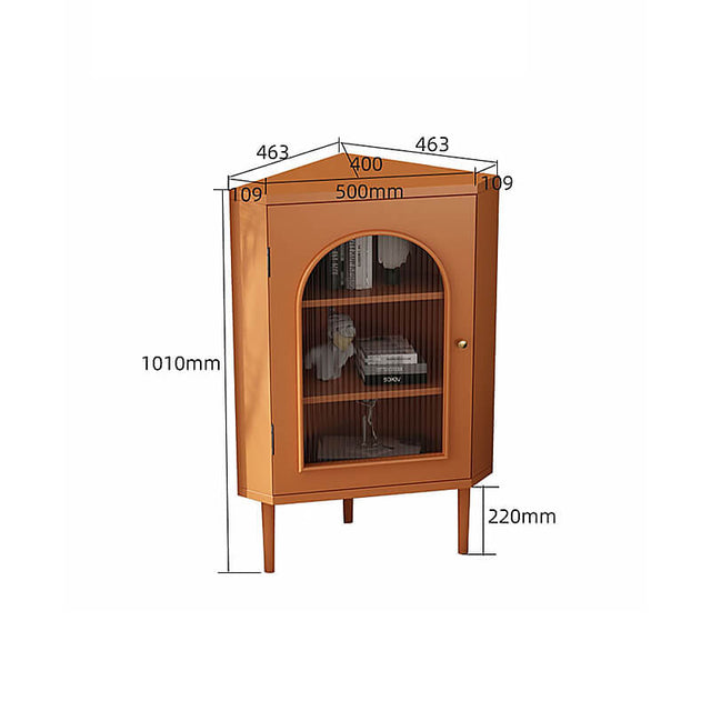 Modern 3‑Tier Triangle Corner Cabinet with Decorative Fluted Glass Doo ...