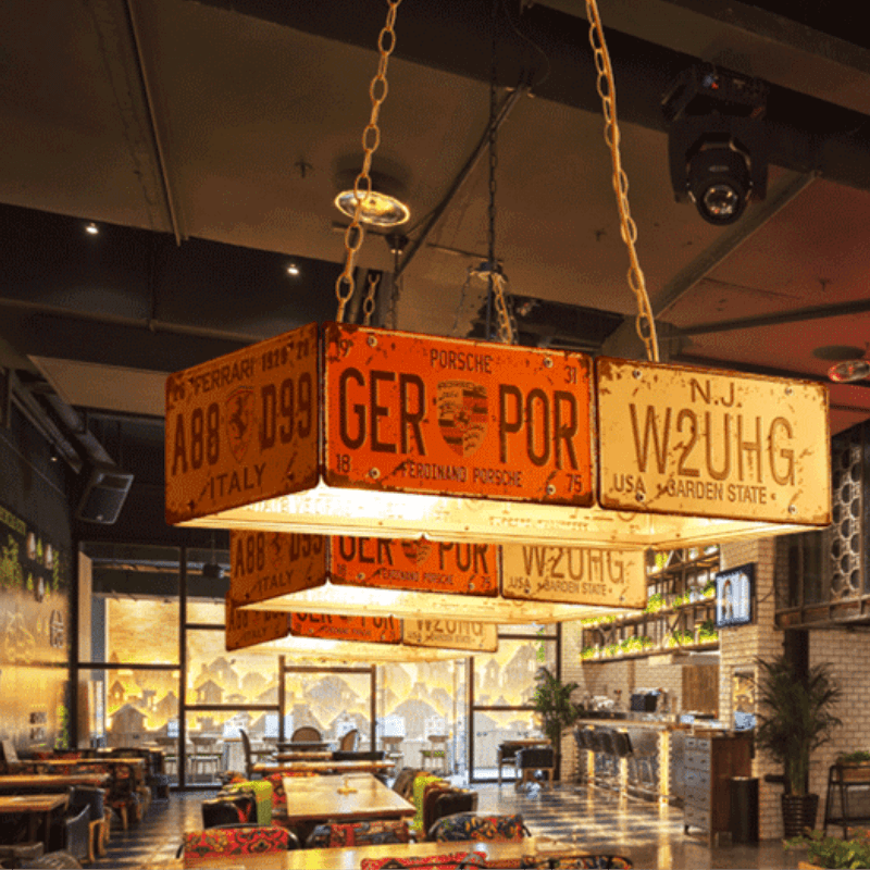 Industrial 3-Light License Plate Pendant Lighting Fixture – CharmyDecor