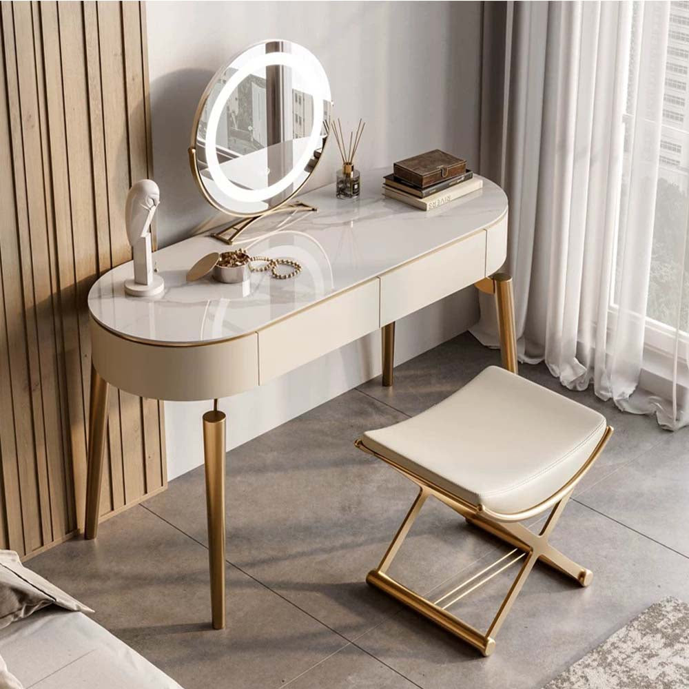 Modern Cream Makeup Vanity Table Set - CharmyDecor