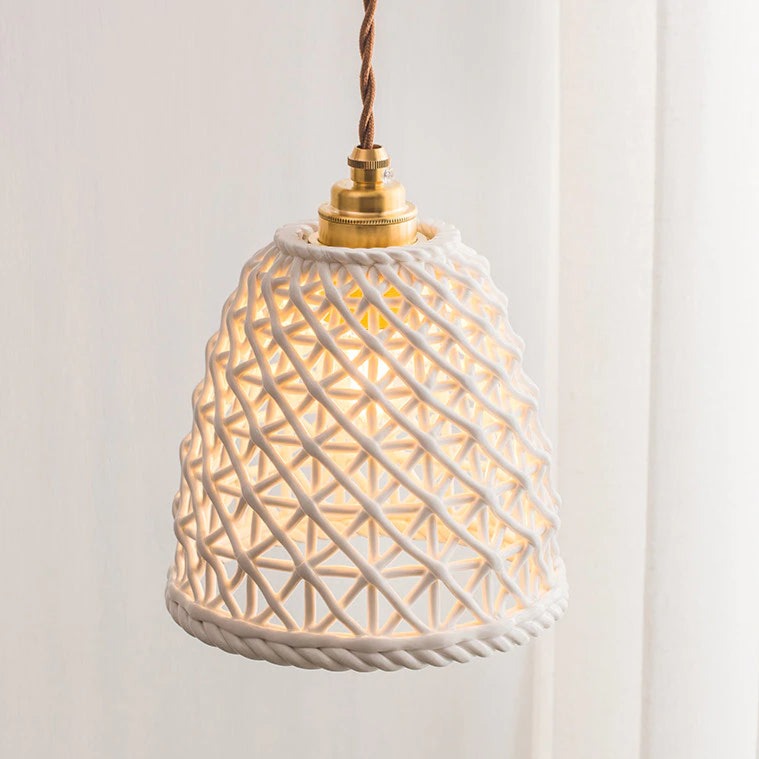 Elegant Brass Shade Ceramic Ceiling Pendant Light – CharmyDecor