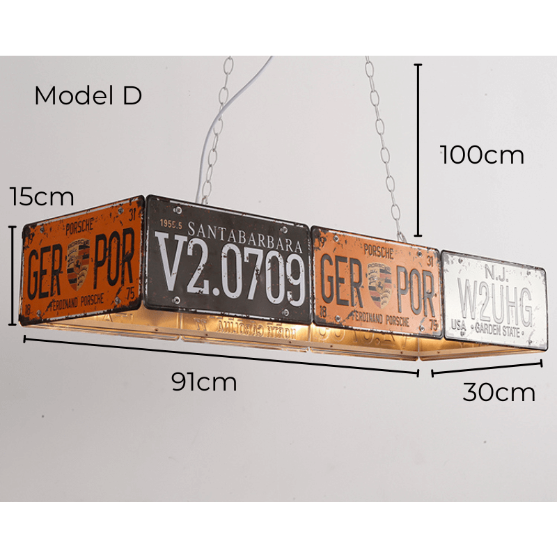 Industrial 3-Light License Plate Pendant Lighting Fixture – CharmyDecor