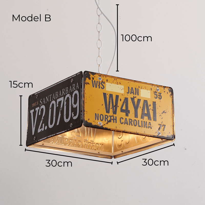 Industrial 3-Light License Plate Pendant Lighting Fixture – CharmyDecor