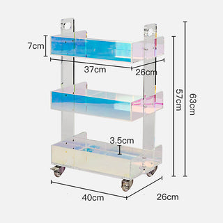 Iridescent Acrylic Bar Cart with Wheels - Trolley Design – CharmyDecor