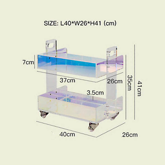 Iridescent Acrylic Bar Cart with Wheels - Trolley Design – CharmyDecor