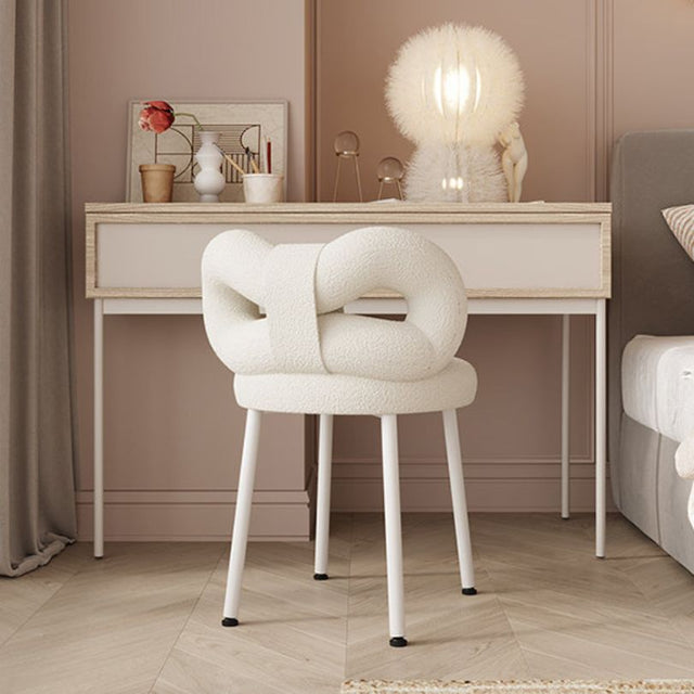 Arch Boucle Waterfall Design Vanity Stool - CharmyDecor