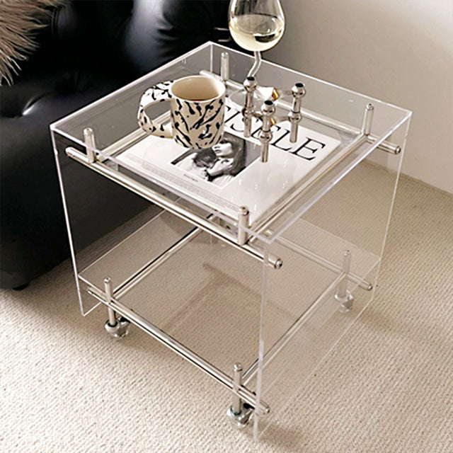 Iridescent Acrylic Bar Cart with Wheels - Trolley Design – CharmyDecor