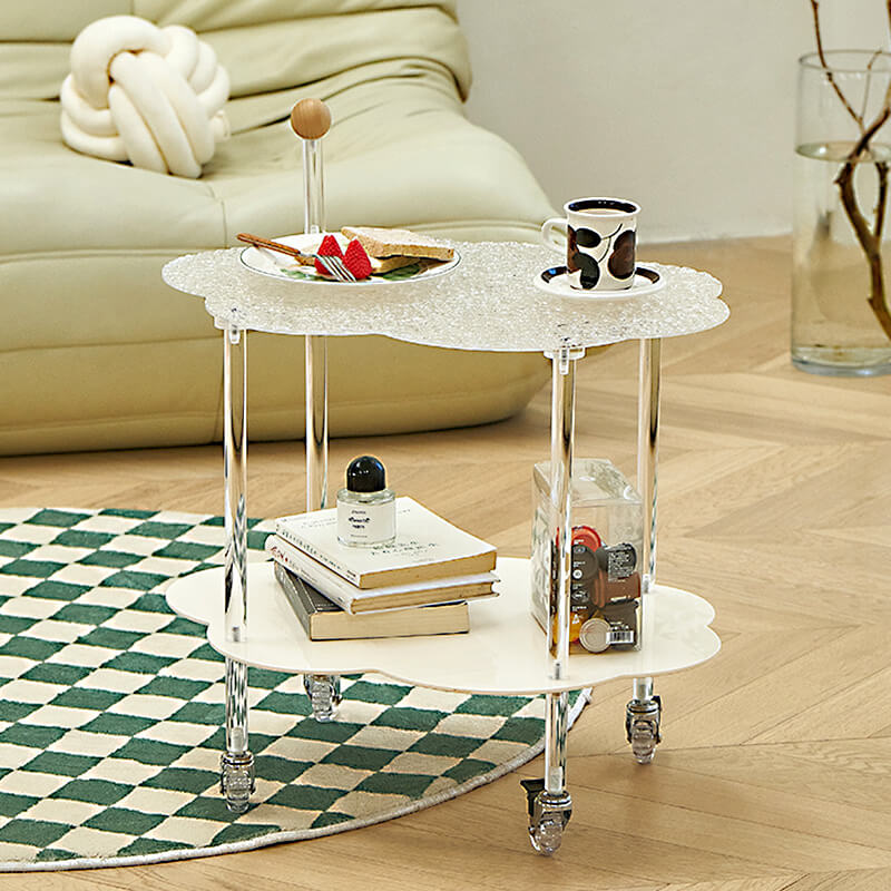 Cloud-Shaped Acrylic Rolling Cart with Wheels- CharmyDecor