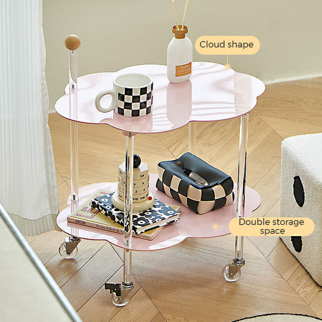 Cloud-Shaped Acrylic Rolling Cart with Wheels- CharmyDecor