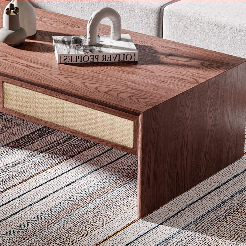 Contemporary Wooden Coffee Table With 2 Drawers- CharmyDecor