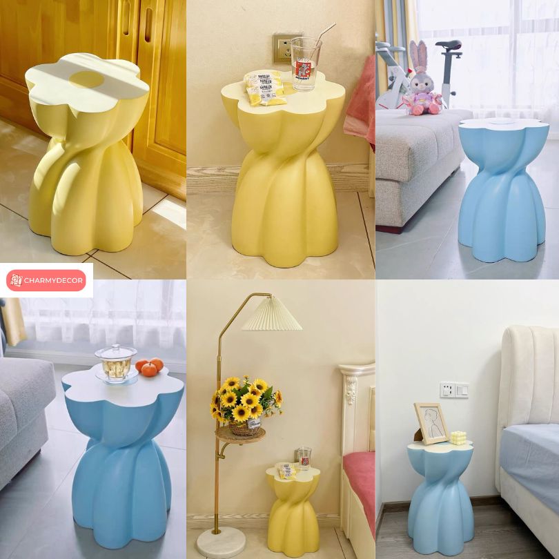 Elegant Flower Shaped Resin Tea Table for Home Décor – CharmyDecor
