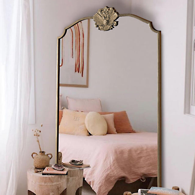 Vintage French-Style Carved Floor Mirror - Antique Design – CharmyDecor