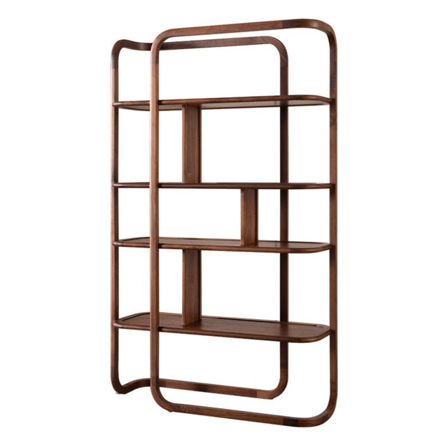 Modern Italian Wood Geometric Curved Bookshelf Design – CharmyDecor