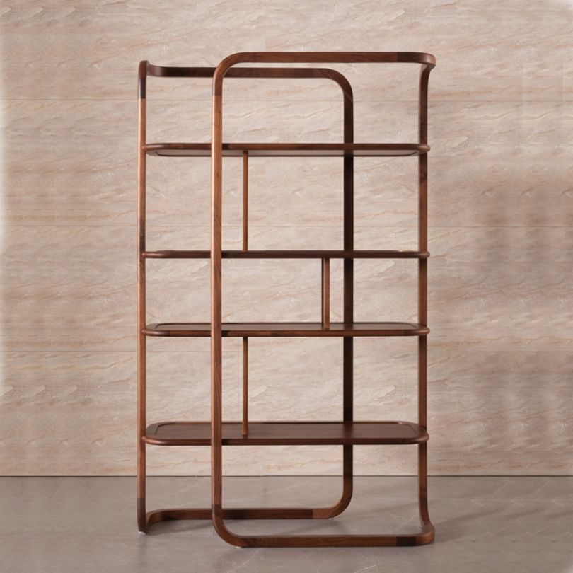 Modern Italian Wood Geometric Curved Bookshelf Design – CharmyDecor