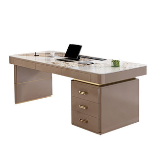 Long Rectangular Office Desk with Storage Drawers – CharmyDecor