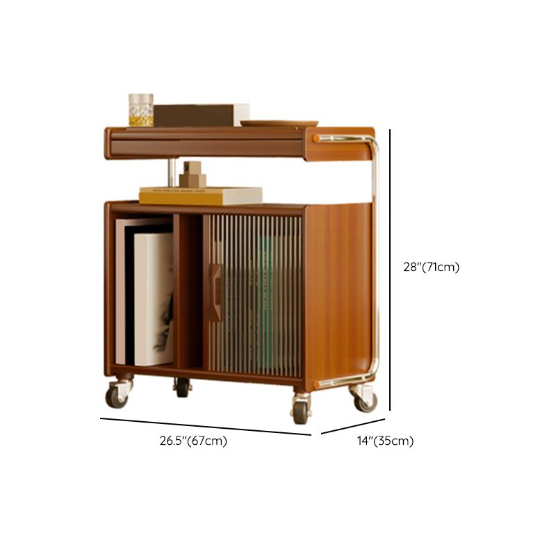 Mid-Century Retractable Side Table with Built-in Shelf – CharmyDecor