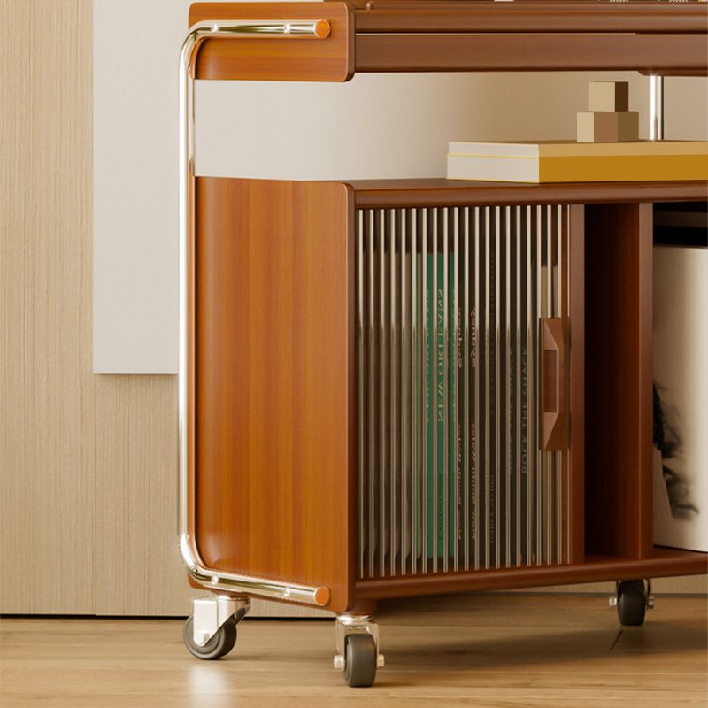 Mid-Century Retractable Side Table with Built-in Shelf – CharmyDecor