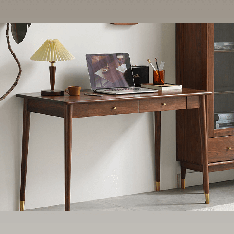 Contemporary Black Solid Wood Desk – Minimalist Style – CharmyDecor