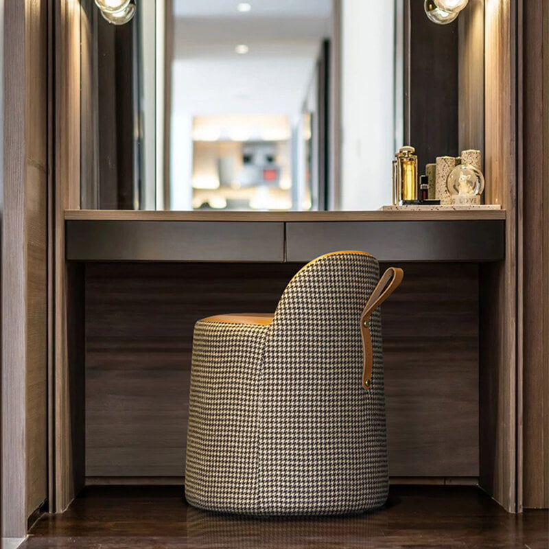 Houndstooth Leather Makeup Stool - Modern & Stylish Seat – CharmyDecor